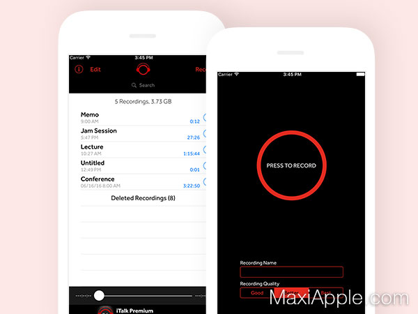 iTalk Recorder iPhone - Dictaphone Simple et Pratique (gratuit) - MaxiApple