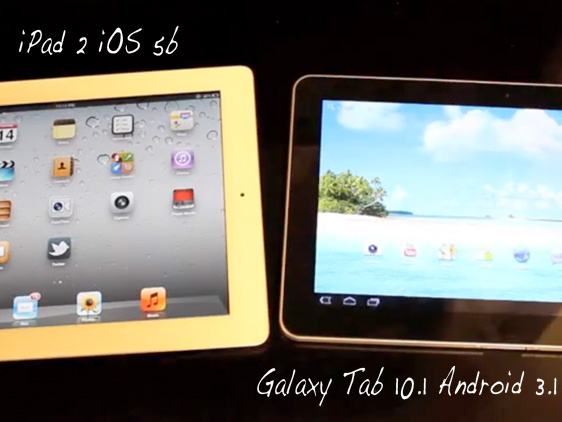 iPad 2 iOS 5 vs Samsung Galaxy Tab 10.1 Android 3.1 : Comparatifs Video - MaxiApple
