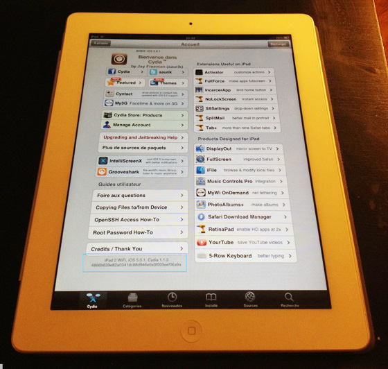 iPad 2 sous iOS 5.0.1 : Le Jailbreak Untethered en Image - MaxiApple.com