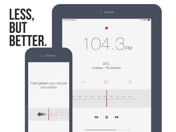 RadioApp Pro iPhone iPad - Radio FM / AM Inspirée par Dieter Rams ...