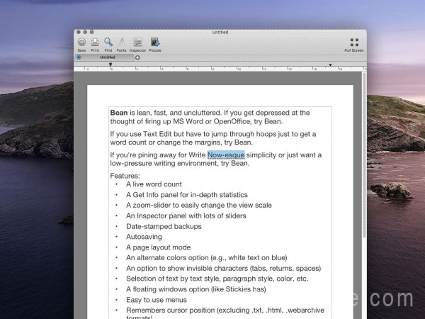 Bean Mac - Excellent Traitement de Texte (gratuit) - MaxiApple