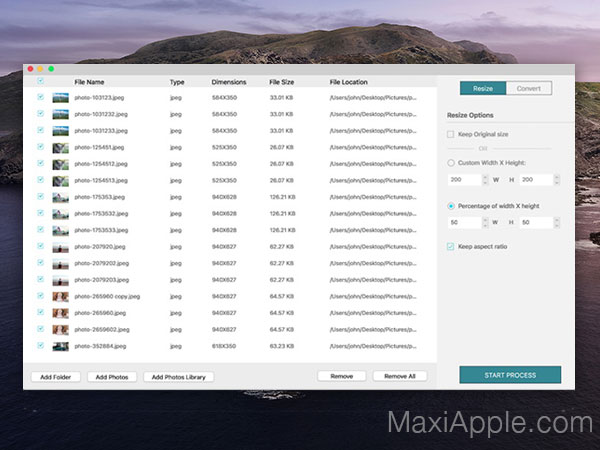 Batch Photo Resizer Mac - Redimensionner et Renommer par lot (gratuit) - MaxiApple