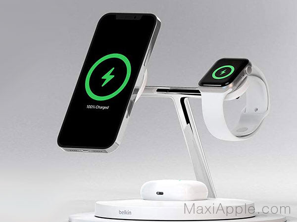 Belkin MagSafe, Chargeur 3-en-1 iPhone 12, AirPods, Apple Watch - MaxiApple