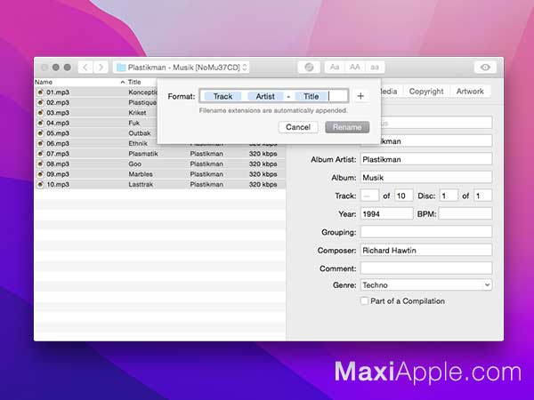 The Tagger Mac - Gestionnaire de Fichiers MP3 / AAC (gratuit) - MaxiApple