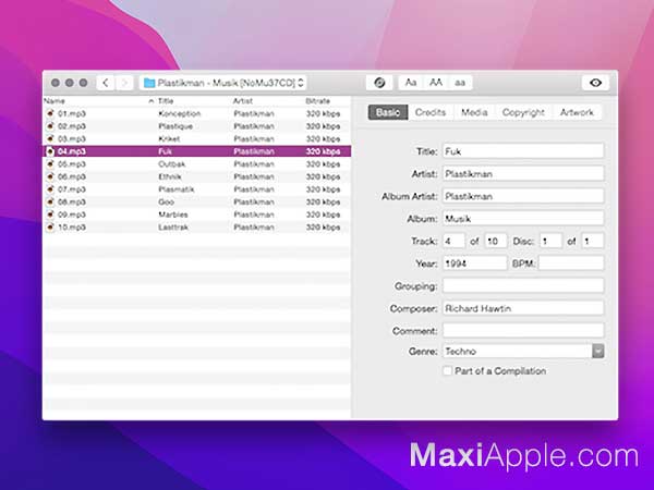 The Tagger Mac - Gestionnaire de Fichiers MP3 / AAC (gratuit) - MaxiApple