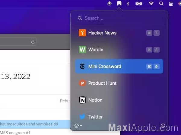 Snippet Mac - Liens Favoris dans la Barre des Menus (gratuit) - MaxiApple