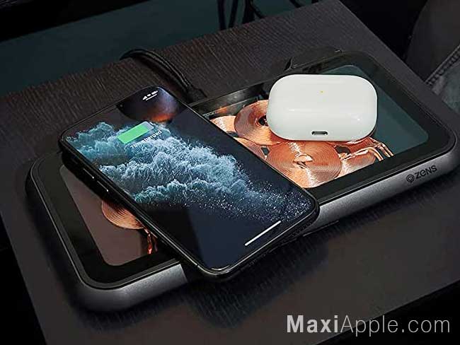 Zens Liberty, Chargeur QI iPhone en Verre Transparent - MaxiApple