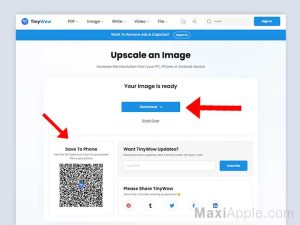 TinyWow Upscale AI, Agrandir vos Photos sans Perte (gratuit) - MaxiApple