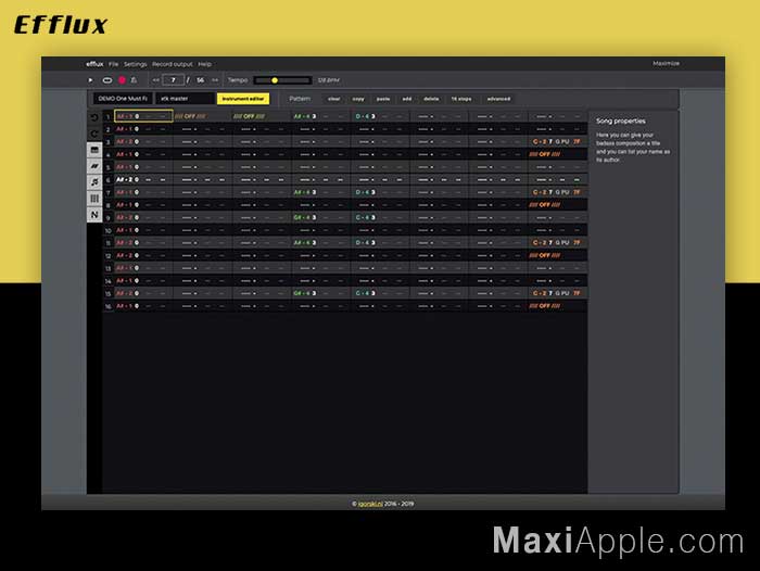 Efflux Mac PC, Studio Web de Création Musicale (gratuit) - MaxiApple