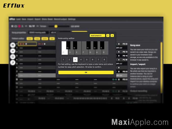 Efflux Mac PC, Studio Web de Création Musicale (gratuit) - MaxiApple