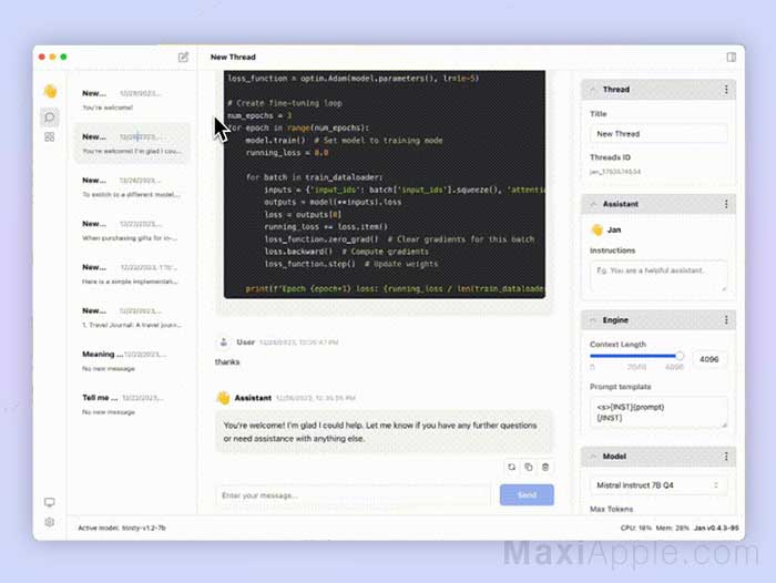 JAN AI Mac PC, Alternative Hors Ligne à l'IA ChatGPT (gratuit) - MaxiApple