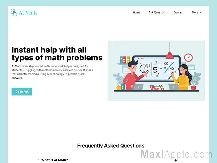 AI Math, IA de Résolution de Problèmes de Math (gratuit) - MaxiApple