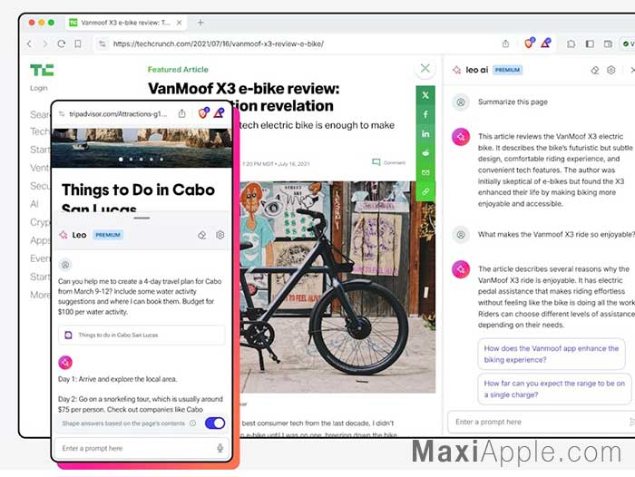 Leo AI, Assistant IA dans le Navigateur Brave iOS (gratuit) - MaxiApple