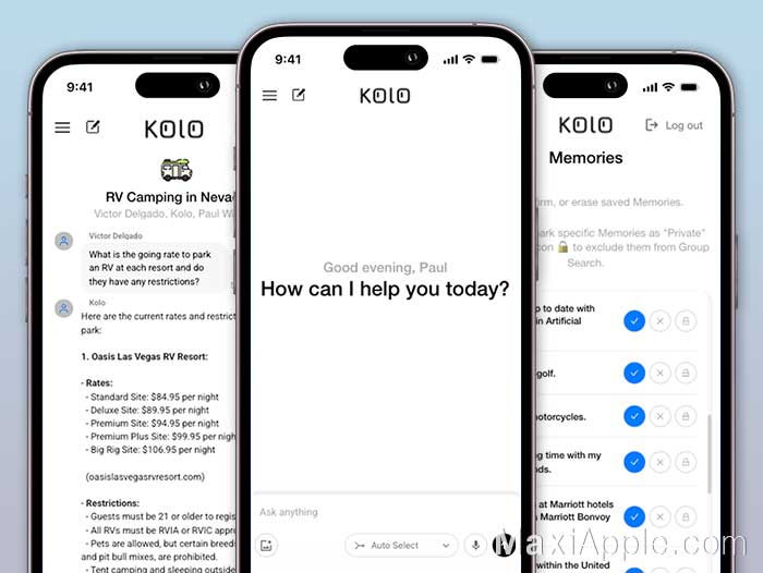 Kolo AI iOS Android - Assistant IA sur SMS, App, Internet (gratuit) - MaxiApple