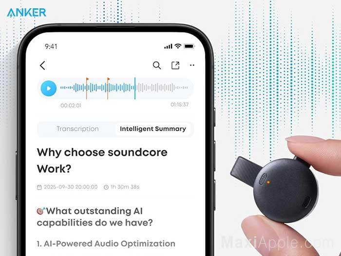 Anker Soundcore Work AI Voice Recorder - Enregistreur Vocal sous IA ...